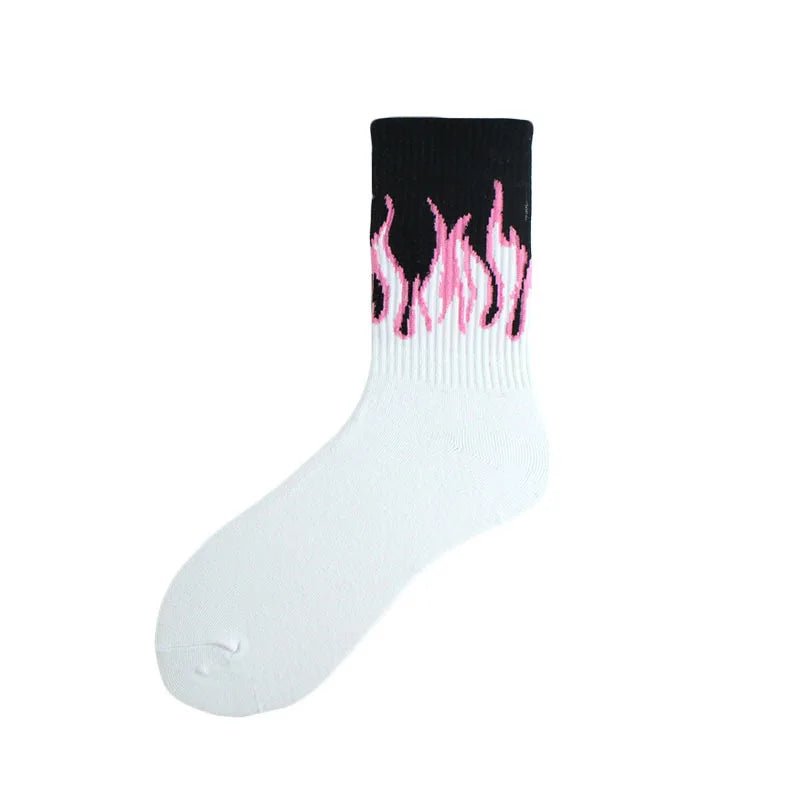 'Half White | Pink Flame' Crew Socks — Little Sock Store