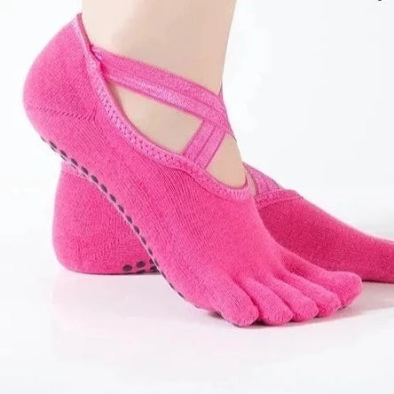 Five Toe 'Rose Red' Yoga Socks — Little Sock Store