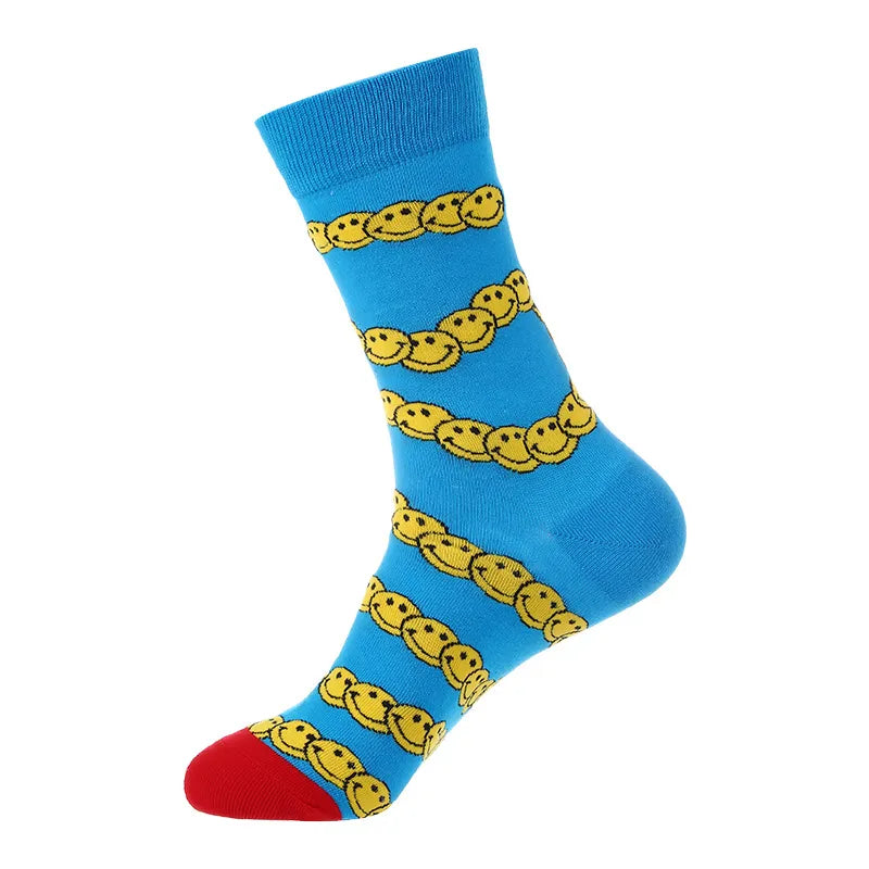 'Blue | Smiley Face Pattern' Crew Socks — Little Sock Store