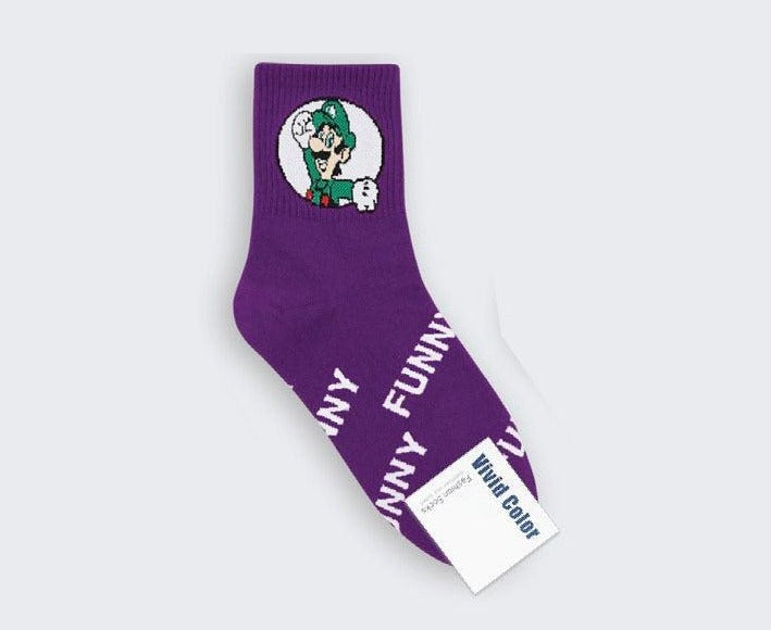 Super Mario "Luigi Purple" Socks — Little Sock Store