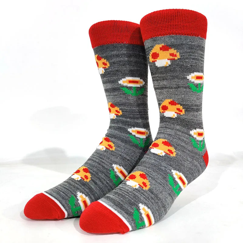 Super Mario 'Power Up Mushroom x Fire Flower' Crew Socks — Little Sock ...