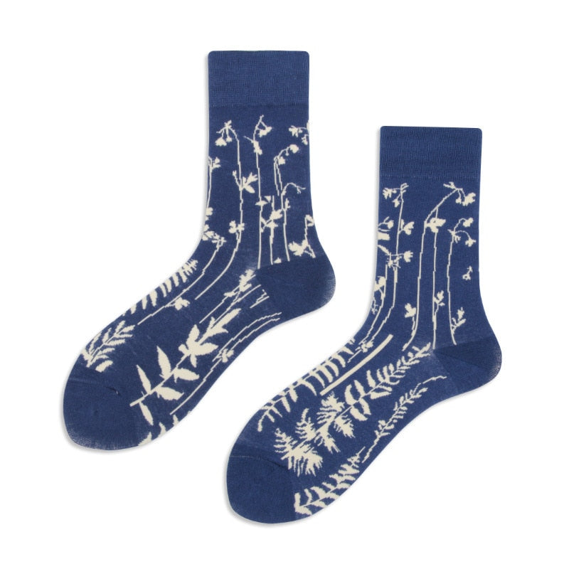 "Minimal Print Of Plants" Crew Socks — Little Sock Store