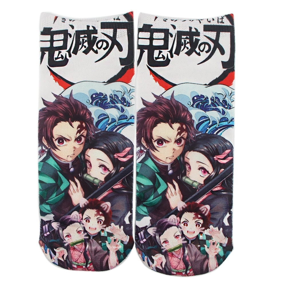 Demon Slayer "Nezuko And Tanjiro Version 2" Ankle Socks — Little Sock Store
