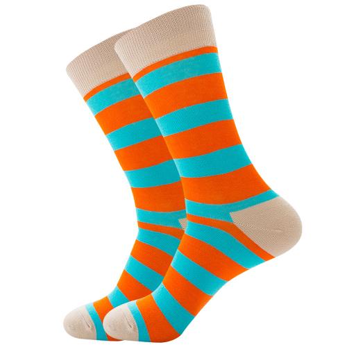 Striped 'Two Toned | Orange & Lt Blue' Crew Socks — Little Sock Store