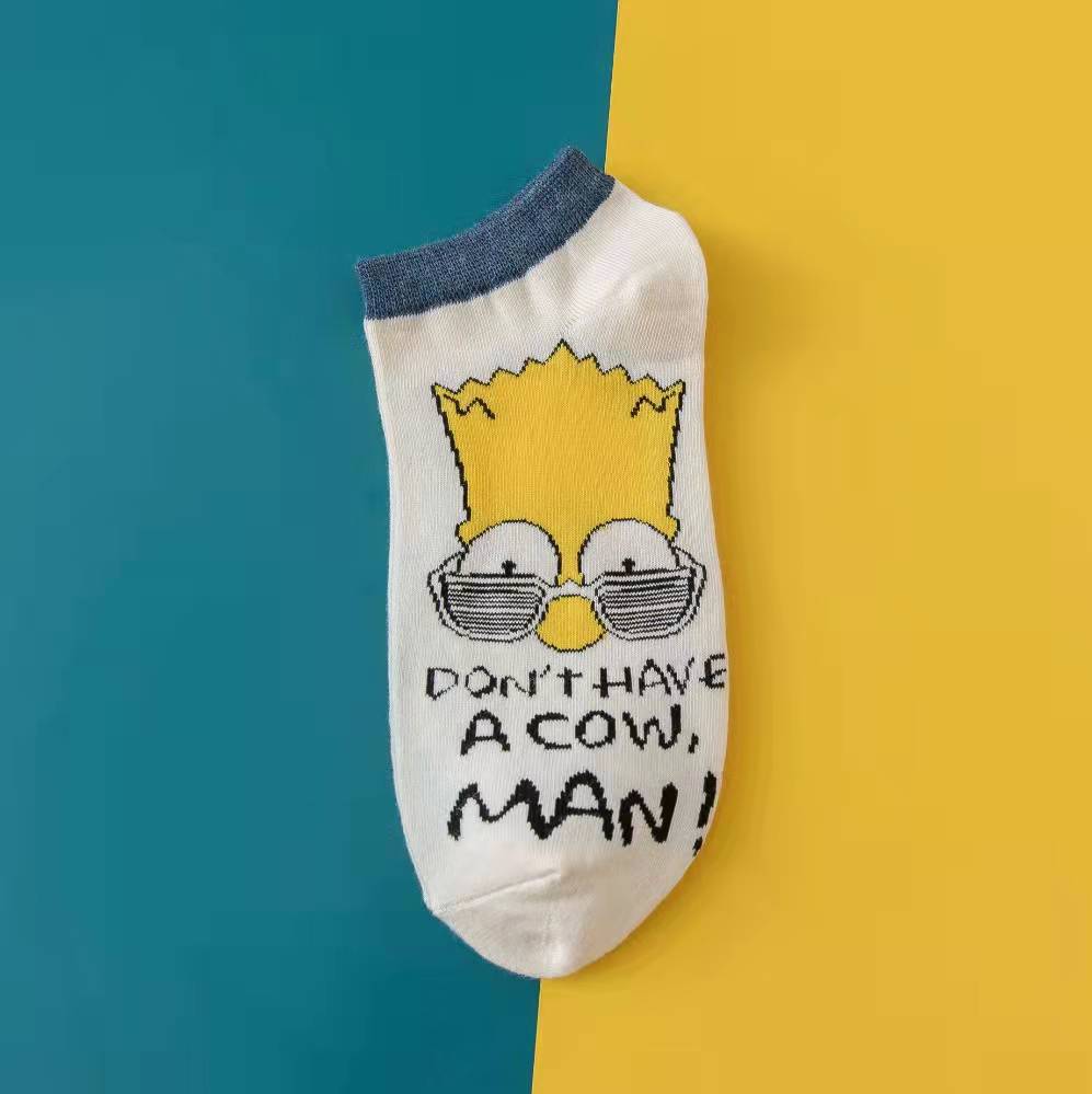 The Simpsons 'Cool Bart White' Ankle Socks — Little Sock Store