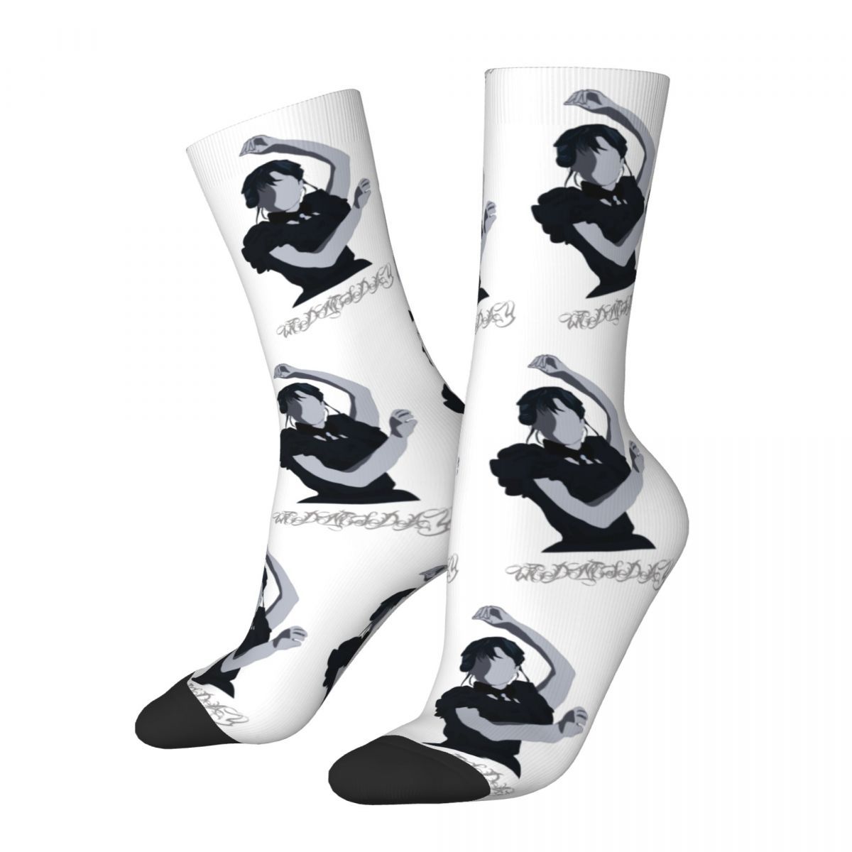Wednesday Addams "Dancing Wednesday Addams Black And White" Crew Socks ...