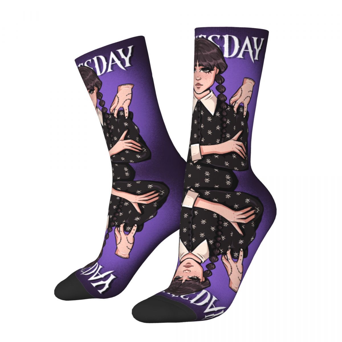 Wednesday Addams "Wednesday Addams With Thing Animated" Crew Socks ...