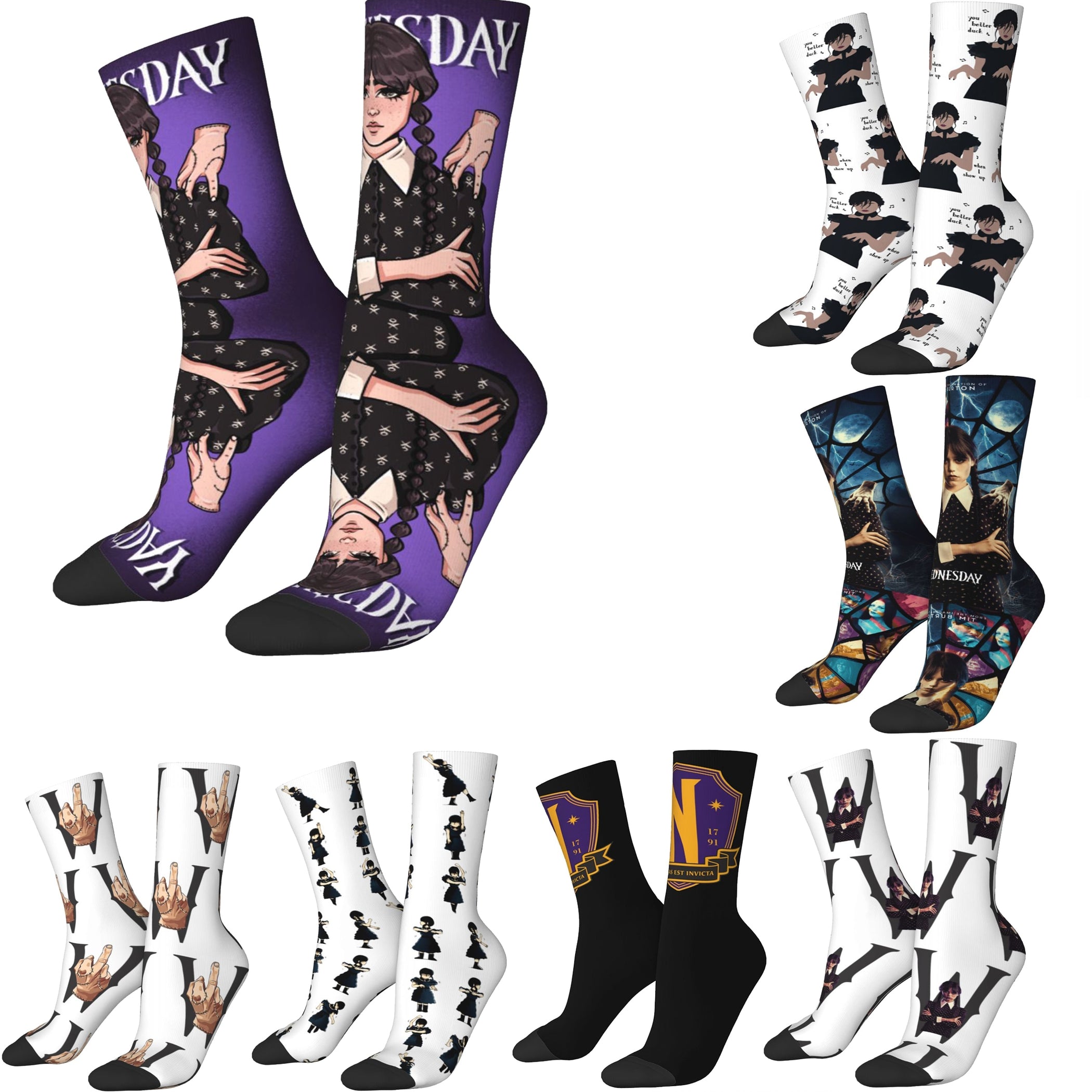Wednesday Addams "Wednesday Addams Dancing" Crew Socks — Little Sock Store
