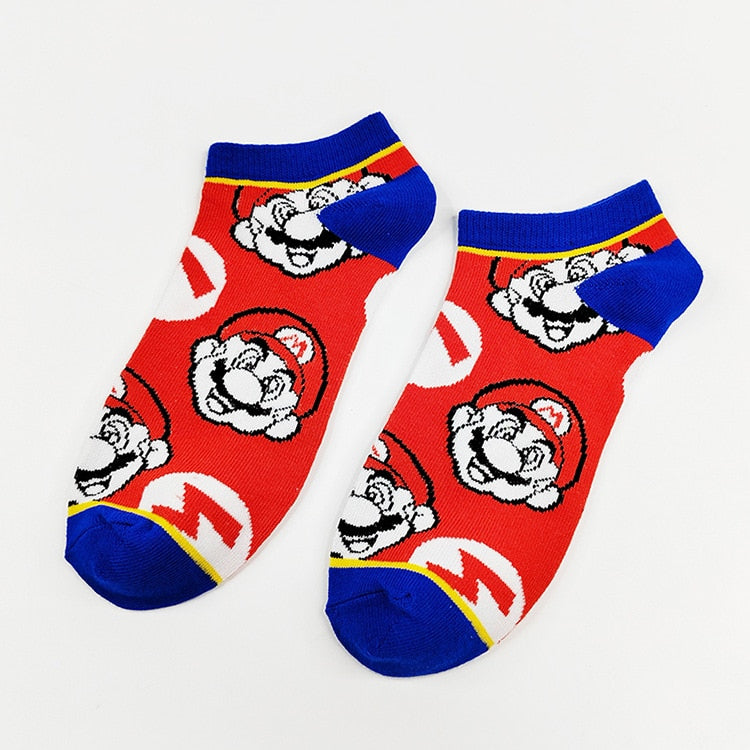 Super Mario 'Mario Head And Logo' Ankle Socks — Little Sock Store